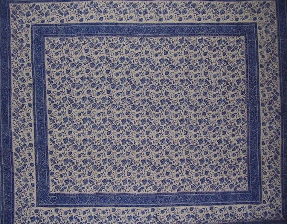 Rajasthan Block Print Tapestry Cotton Bedspread 108" x 88" Full-Queen ...