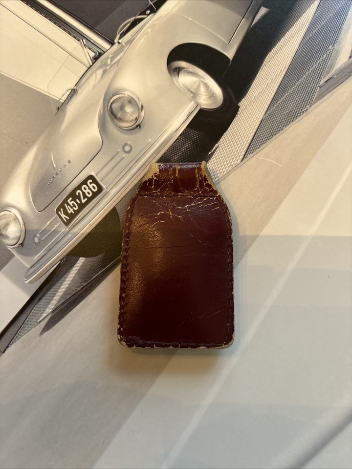 VINTAGE PORSCHE KEYCHAIN Brown LEATHER OLDTIMER CLASSIC CAR 356 911 912 ...