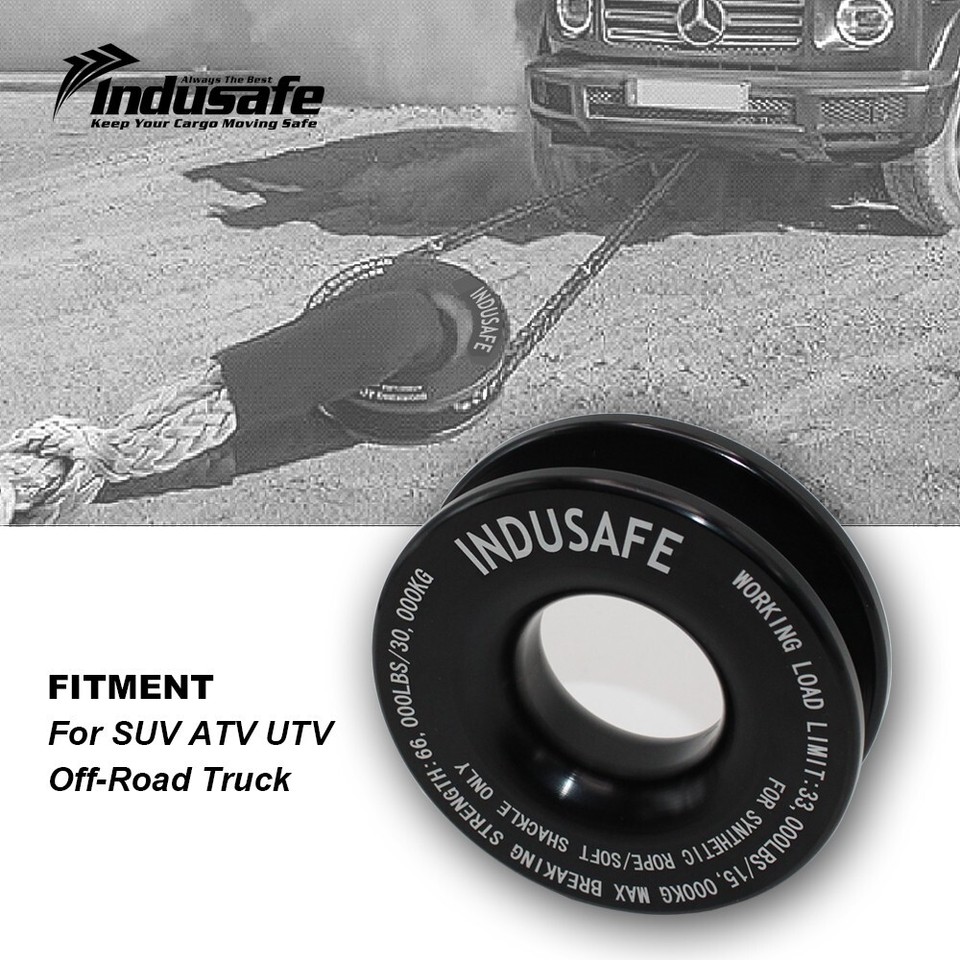 Recovery Ring Snatch Block Pulley 66000lbs W/ Soft Shackle Tow Winch ...