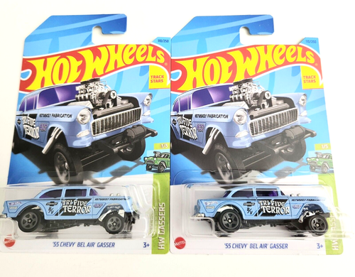 Hot Wheels '55 Chevy Bel Air Gasser Blue #110 - 2023 HW Gassers -2pcs ...