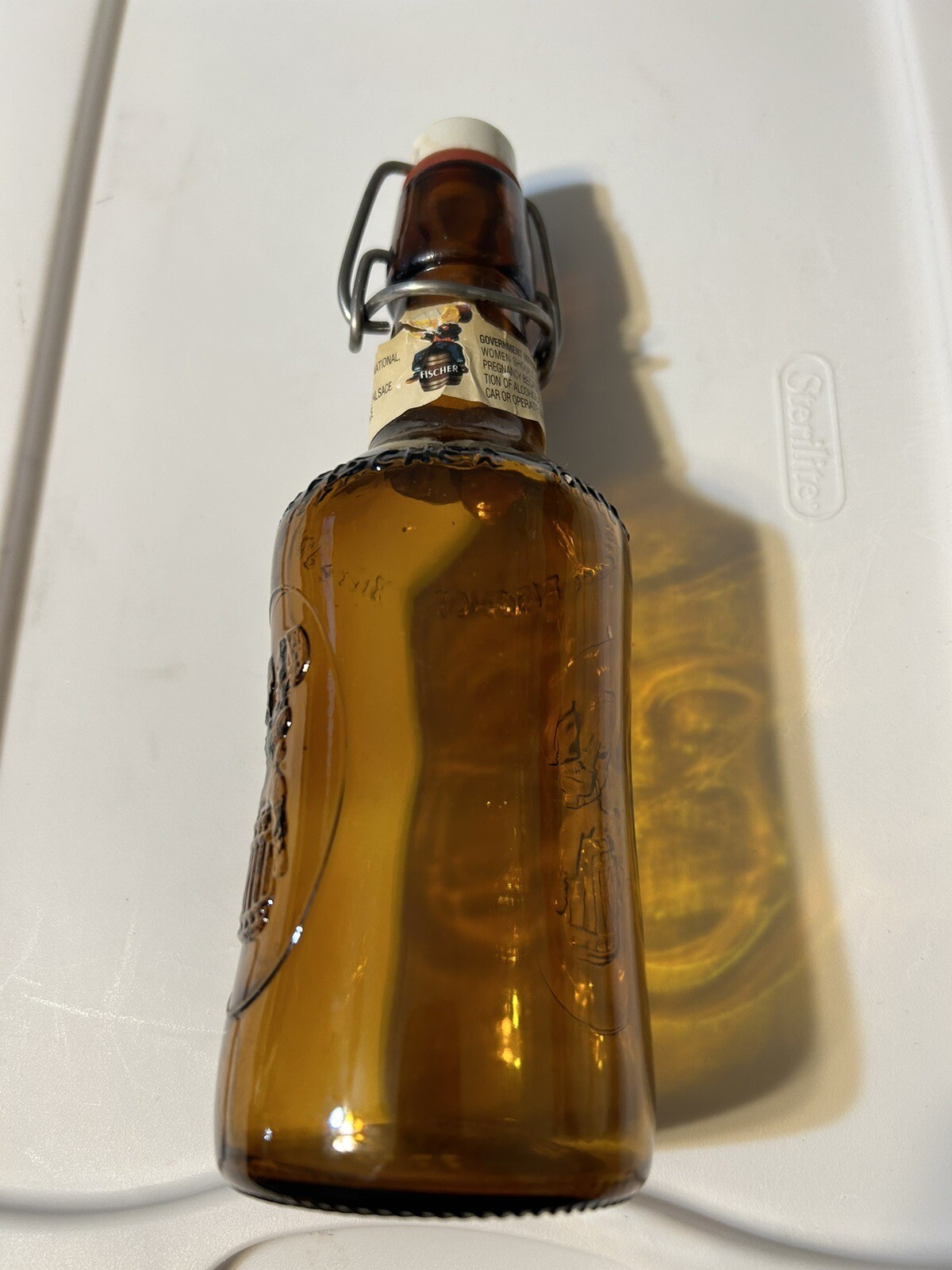 Vintage Fischer Biere d'Alsace Brown Beer Bottle wth Porcelain Stopper ...