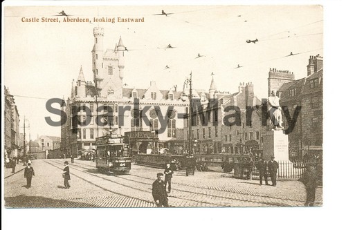 Castle Street Aberdeen Trams Mintlaw station postmark 1905 Vintage ...