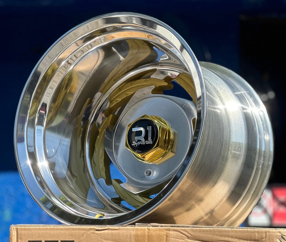 15x12 R1 Sport Alloy Tribal Gold & Silver Machine Finish w/ Center Caps ...