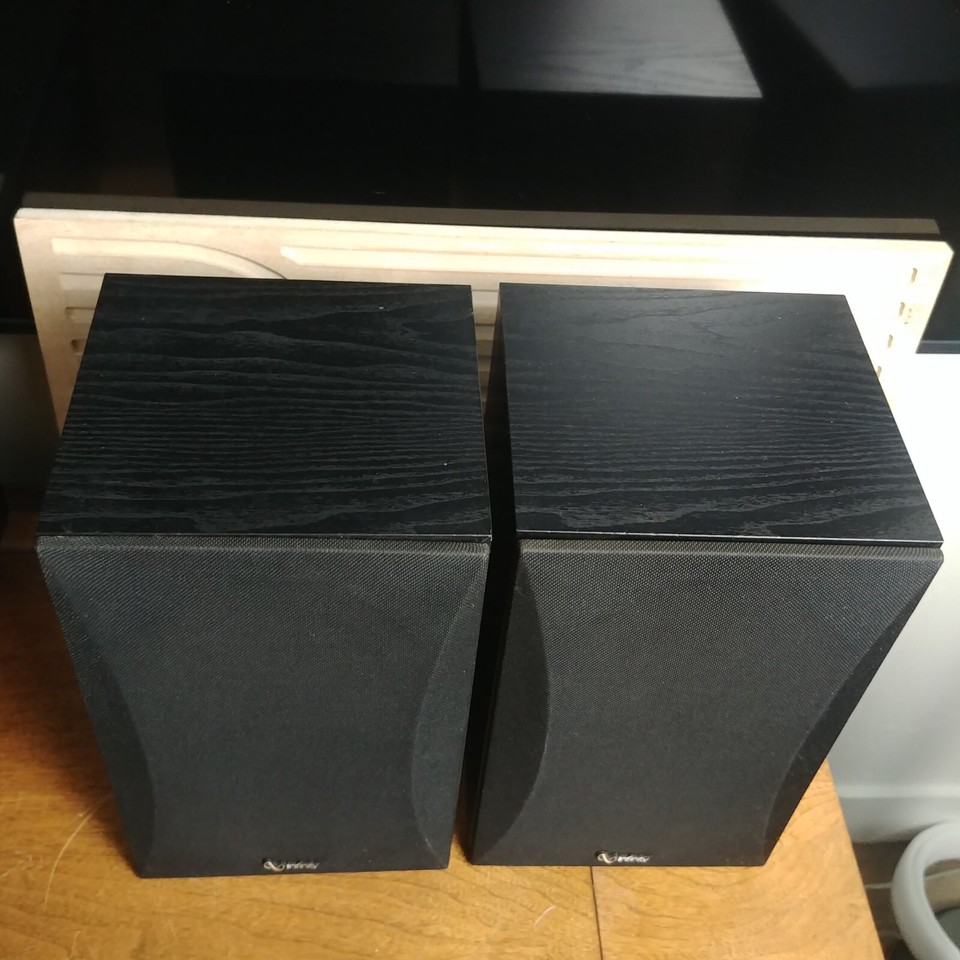 Vintage Infinity SM65 2 way Bookshelf Speakers Black Ash Wood Cabinets ...
