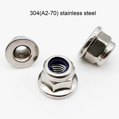 10/25X M3 M4 M5-M12 Hex Flange Nylon Insert Lock Nut Self-locking ...