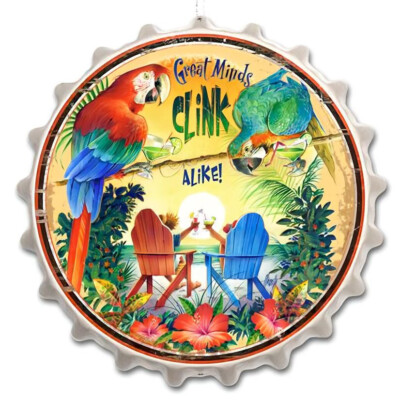 PARROT BIRDS GREAT MINDS CLINK ALIKE 14" HEAVY DUTY USA METAL HOME ...
