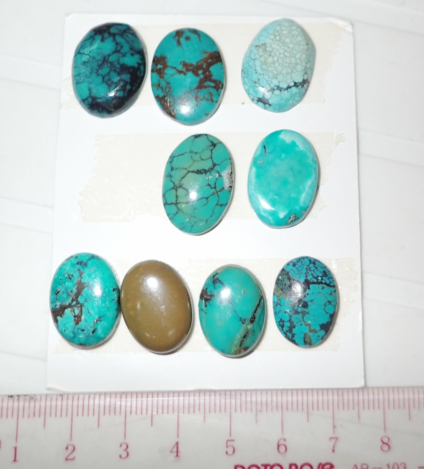 Turquoise Stone Oval Shape 9 Pieces Different Size Flat Cabochon 85 ...