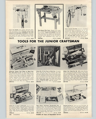 1958 PAPER AD Gilbert Lab Sets Tools Sets Chest Disney Character ...