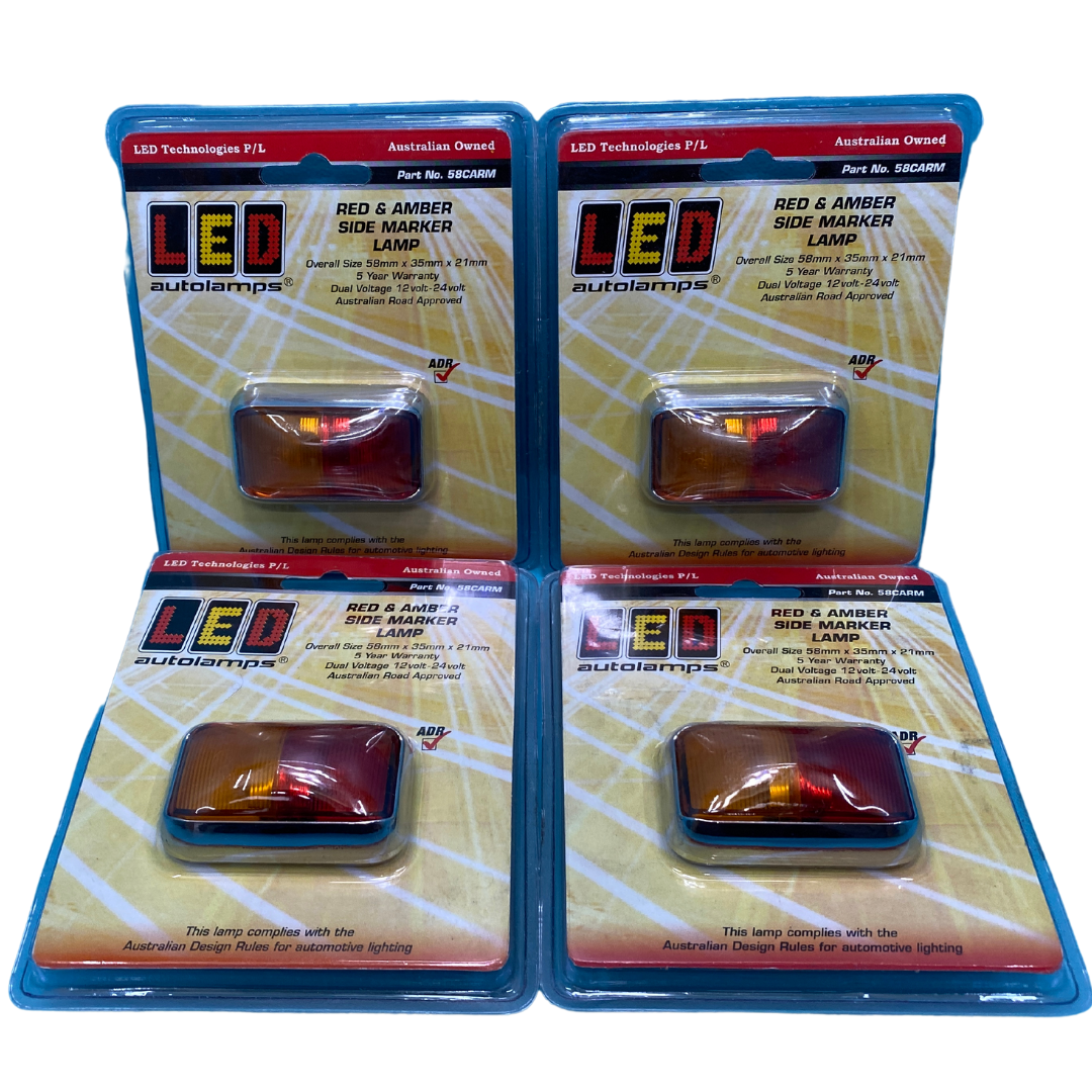 LED CARAVAN or RV SIDE MARKER LAMPS X 4. PART NUMBER 58CARM. RED AND ...