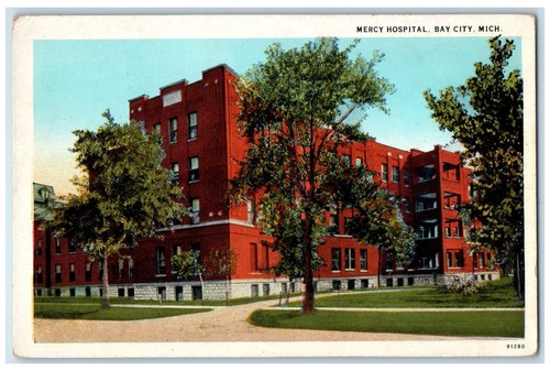 c1920's Mercy Hospital Building Road Entrance Tree Bay City Michigan MI ...