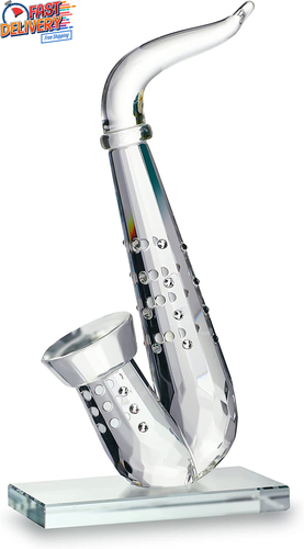 Crystal Saxophone Figurine Blown Glass Statue Art Home Decor Musical ...