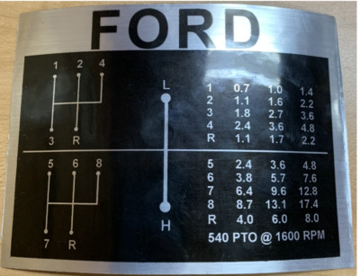 8 SPEED Transmission SHIFT PATTERN DECAL Fits Ford 2000, 3000 4000 ...