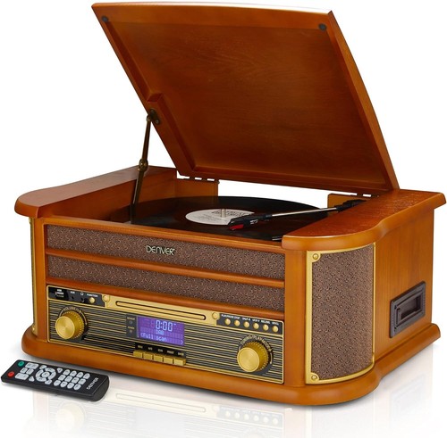 Vinyl Record Player DAB+ Turntable Bluetooth CD USB Denver MRD-51BT ...