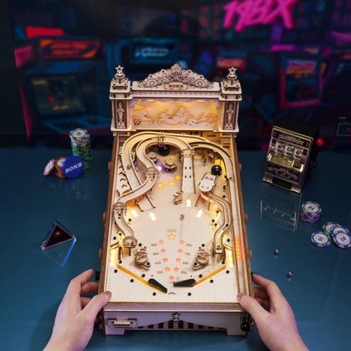 ROKR 482PCS 3D Pinball Machine DIY Wooden Puzzle EG01 Teen/Adlts Best ...