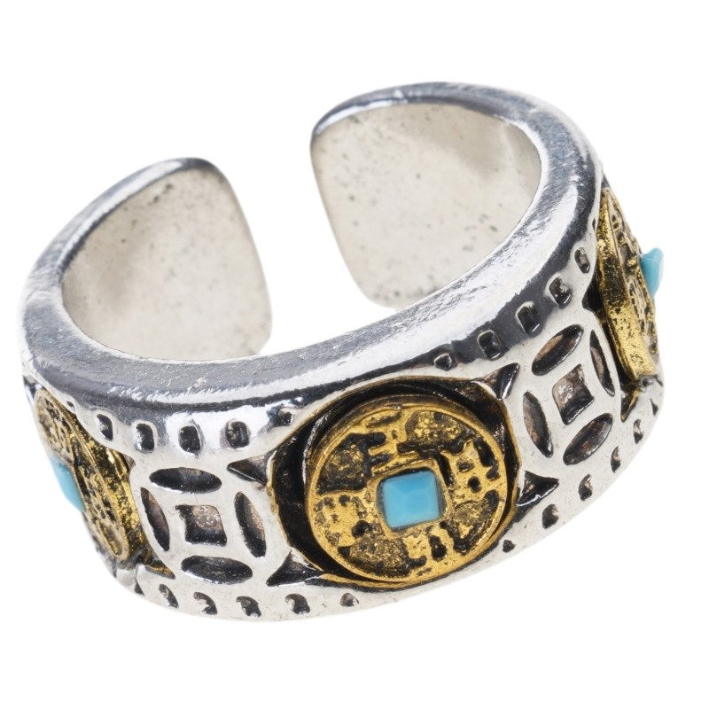 Rotatable Five Emperors Coin Ring Adjustable Anxiety Relief Jewelry ...