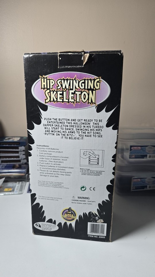 Vintage Gemmy Hip Swinging Skeleton Dancing Puttin' On The Ritz w/ Box ...