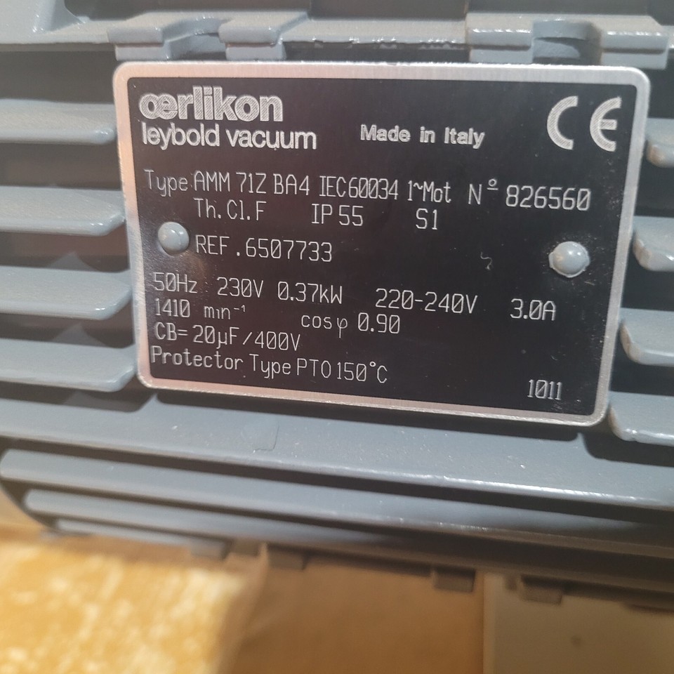 Oerlikon Leybold Trivac D4B Vacuum Pump w/ Lafert AMM 71Z BA4. 1/2 HP ...