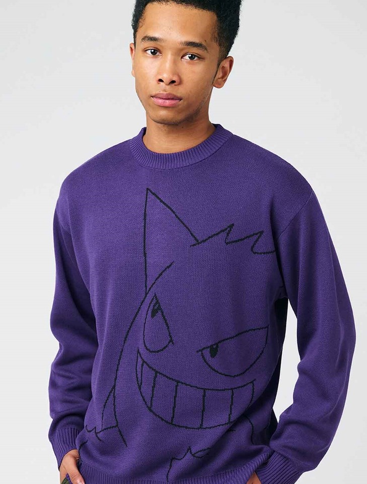 graniph Pokemon Gengar Jacquard Knit Purple Unisex New Product Japan ...