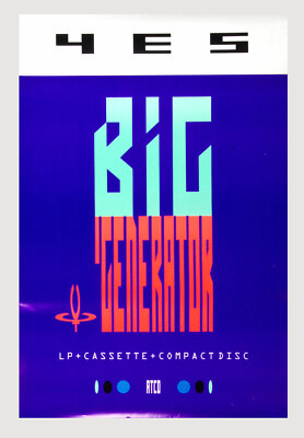 Yes Poster 1987 Big Generator Album Promotion | eBay