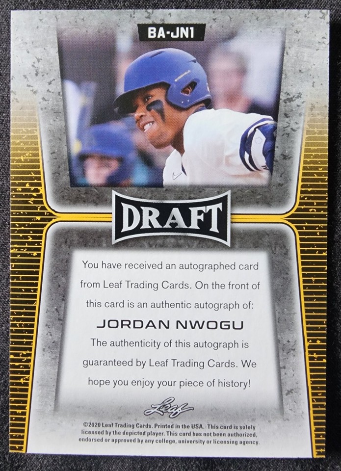 2020 LEAF DRAFT JORDAN NWOGU CUBS AUTO RC ROOKIE | eBay