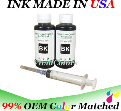 200ml Black bulk refill ink kit with syringe for ALL HP inkjet printer ...