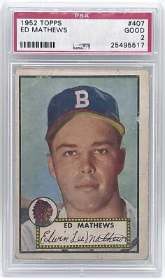 1952 Topps #407 Eddie Mathews Rookie Card PSA 2 GOOD | eBay