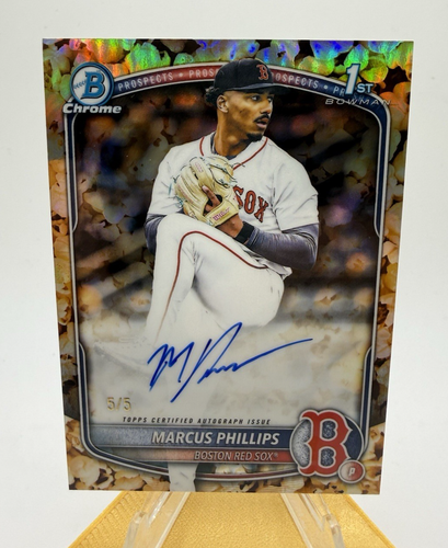 2025 Bowman Draft - Marcus Phillips -Red Sox 1st Auto /5 Popcorn ...