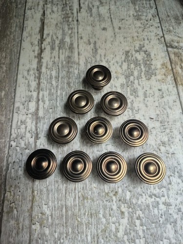 Vtg Brass Bullseye Drawer Knobs Set 1-1/8" Round Dresser Cabinet Door Lot Of 10 | eBay