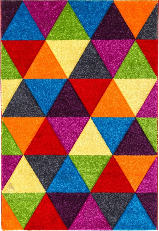 Multi Coloured Rugs Runners Carpet Rainbow Design Mat Hand Carved ...