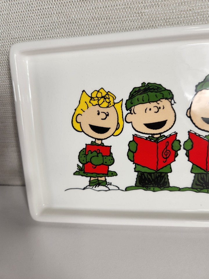 Peanuts Holiday Tray Serving Dish Ceramic Charlie Brown Lucy Linus ...