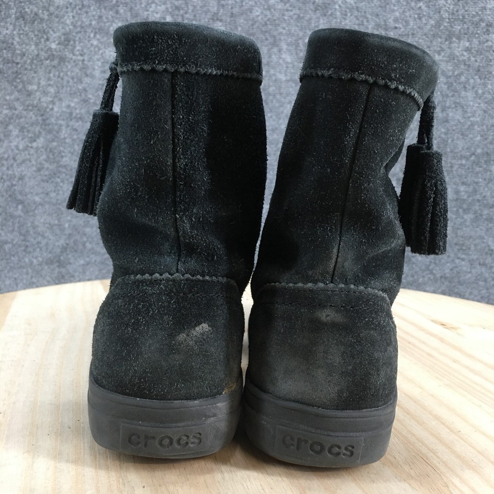 Crocs Boots Womens 7 Lodge Point Pull On Tassel Ankle Bootie 203425 ...
