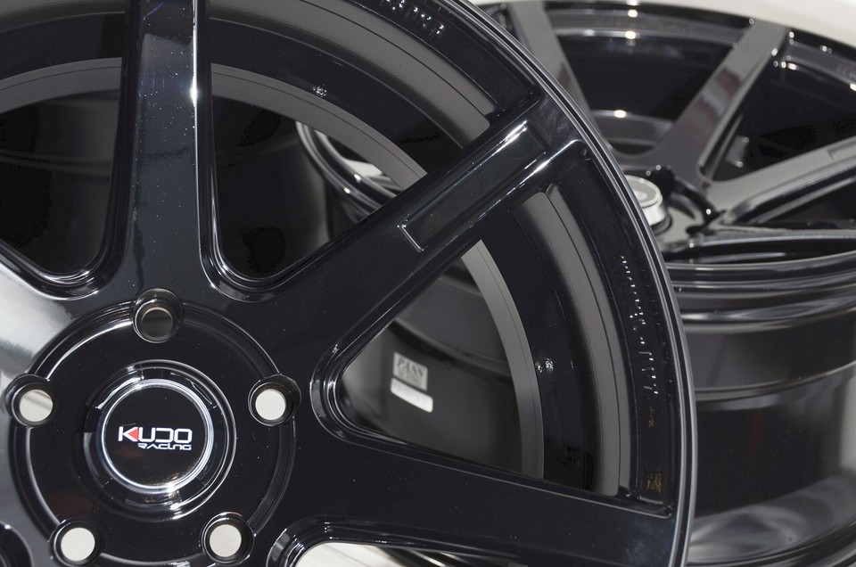 17x9 5x114.3 5x4.5 +25mm Kudo Racing Razor Full Black Wheels Rims Honda ...