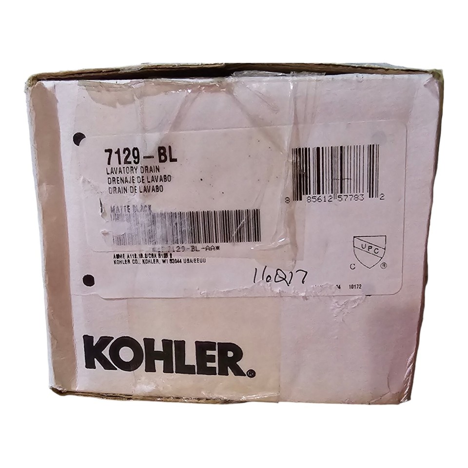 Kohler K-7129-BL Bathroom Lavatory Sink Drain Matte Black New Sealed ...