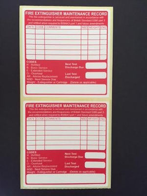 20 Small Fire extinguisher maintenance labels 72mmx73mm Vinyl sticker ...