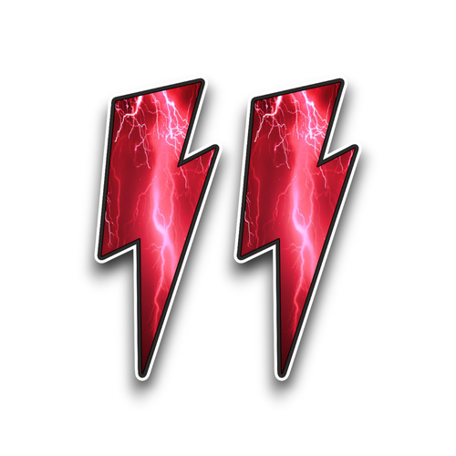2x Cool Red Lightning Bolt Thunder Storm Vinyl Sticker Decals 72x30mm ...