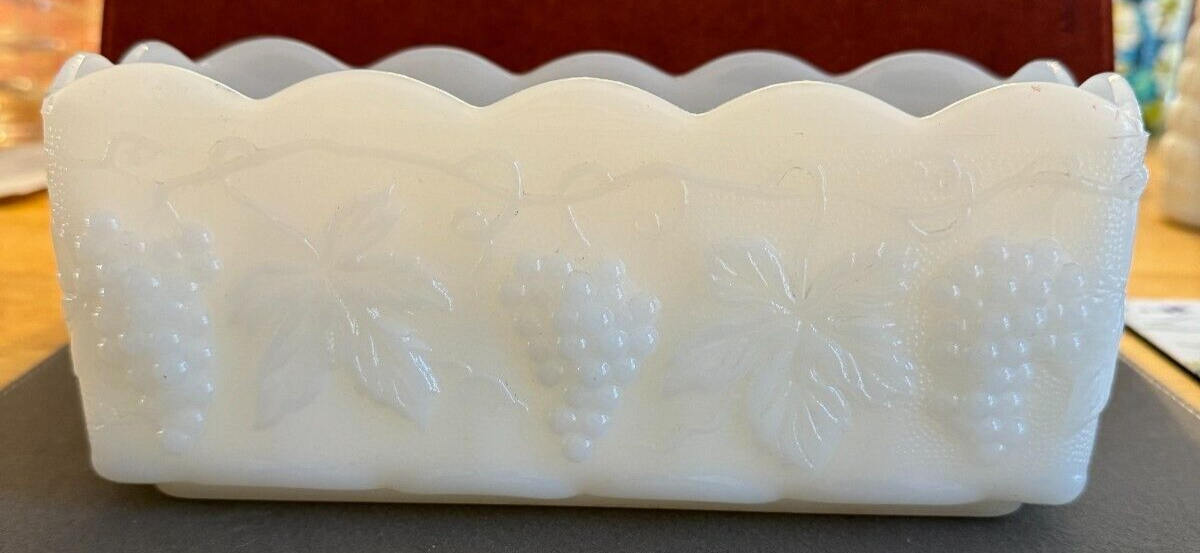Vtg Fire King Milk Glass Window Planter with Raised Grape Pattern by ...