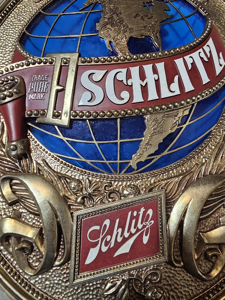 Vintage 1977 SCHLITZ Beer Sign Bar Blue Globe Logo Brewing Schlitz | eBay