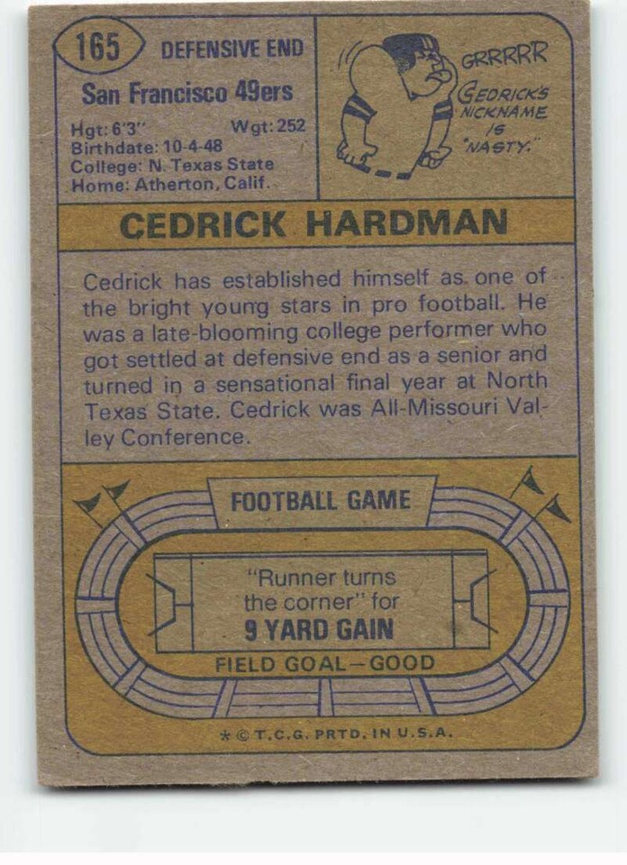 1974 Topps #165 Cedrick Hardman G/VG Good/Very Good 49ers | eBay