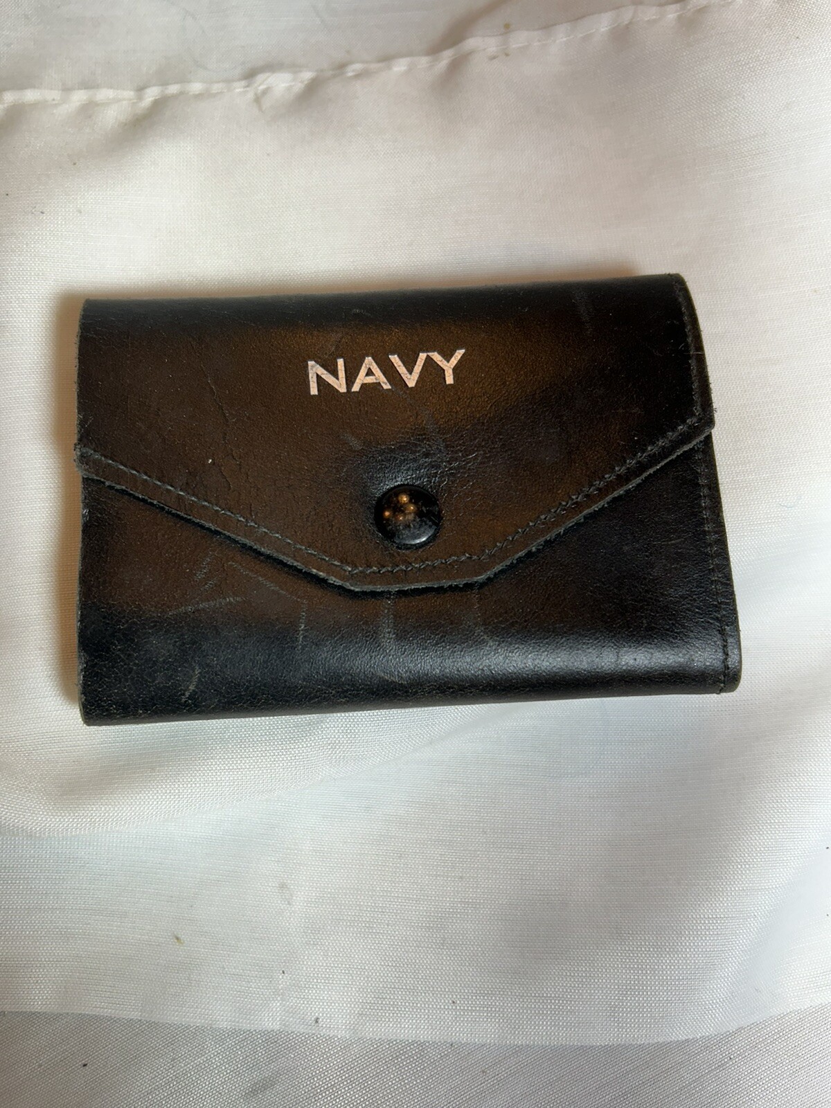 Vintage US Navy Wallet For Id, Business Cards Leather - Gem