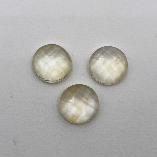 Natural Citrine Round Checker Cut Loose Gemstone Lot 3 Pcs 16 MM 35 CT ...