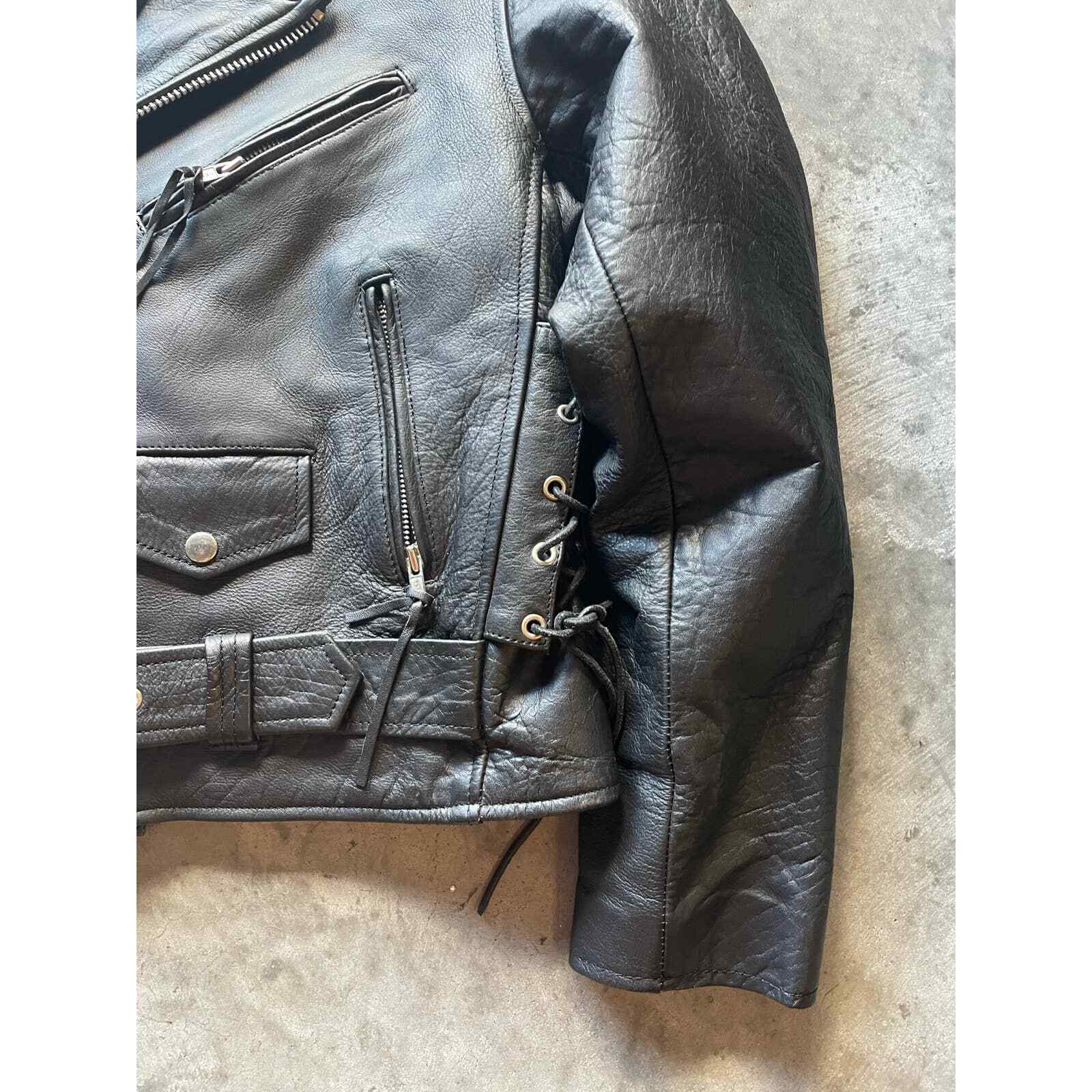 Hot Leathers Classic Black Leather Motorcycle Jacket - Gem
