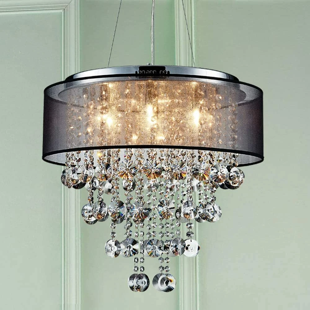 Drum Light Fixture With Crystals | Shelly Lighting
