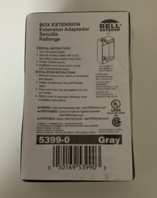 ⚙️ Bell Outdoor 5399-0 Weatherproof Box Extension Adapter Gray🆕 | eBay