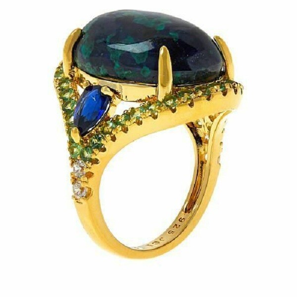 HSN Rarities Gold Plated Sterling Azurite Malachite & Multi Gemstone ...