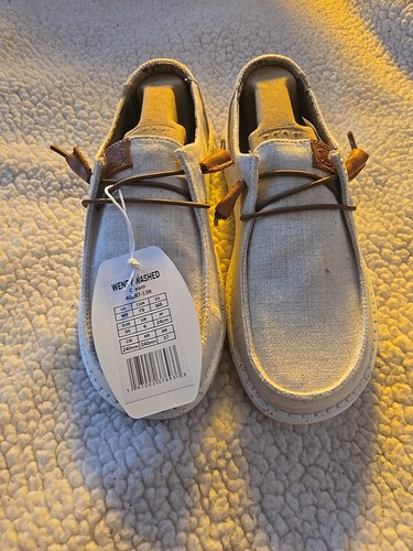HeyDude Women's Wendy Washed Canvas Cream Shoes - Size 8 | eBay UK