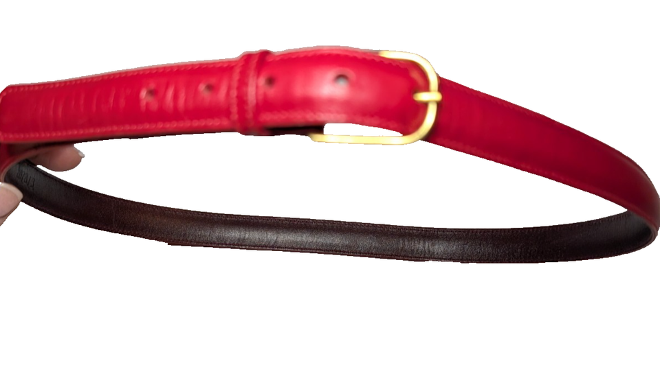 TRAFALGAR Thin Red Leather Belt 807813 Size 30 Made in USA | eBay