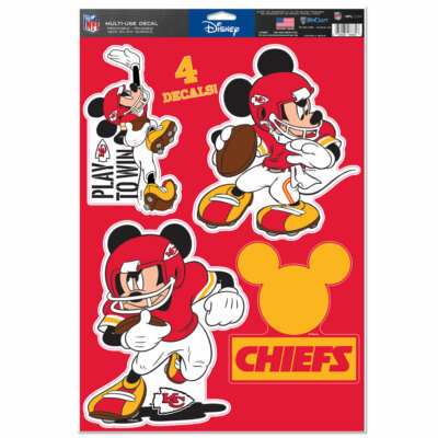 KANSAS CITY CHIEFS 4 PIECE MICKEY MOUSE DECALS 11"X17" WALL GRAPHICS ...