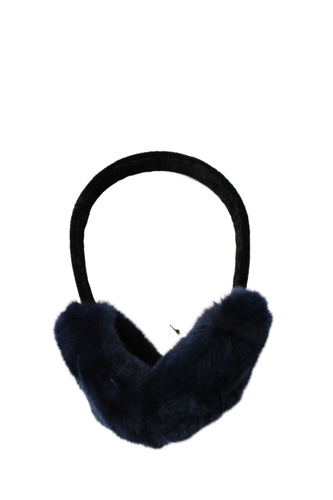 Designer Womens Rabbit Fur Velvet Trim Ear Muffs Black OS | eBay