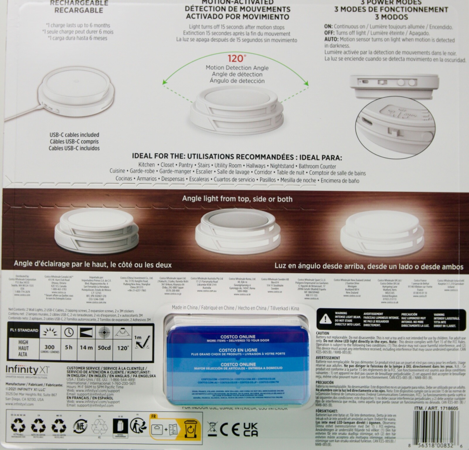 Infinity X1 Motion Activated Anywhere Light Rechargeable, 2 Pack | eBay