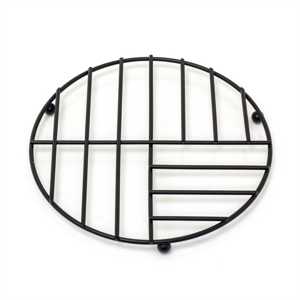 Set Of 2 Black Iron Trivet Stands | 2 Piece Pot And Pan Stand Metal ...